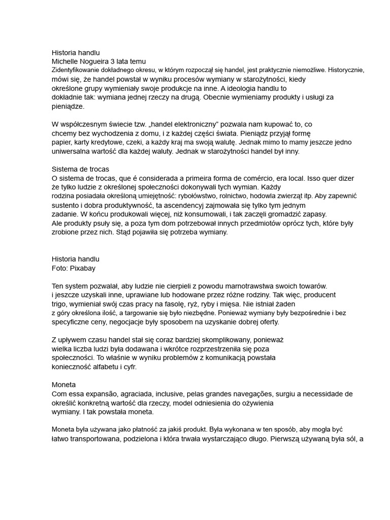 Historia handlu.docx | PDF