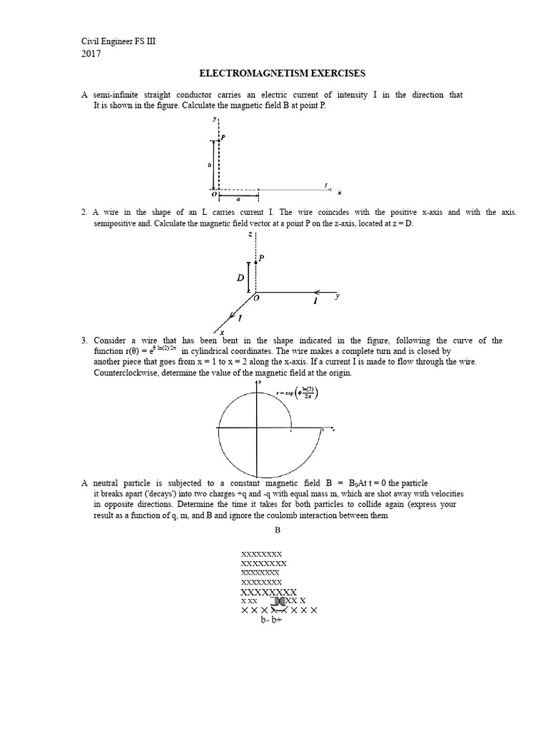 Electromagnetism Exercises for Engineers | PDF | Magnetic Field | Inductor