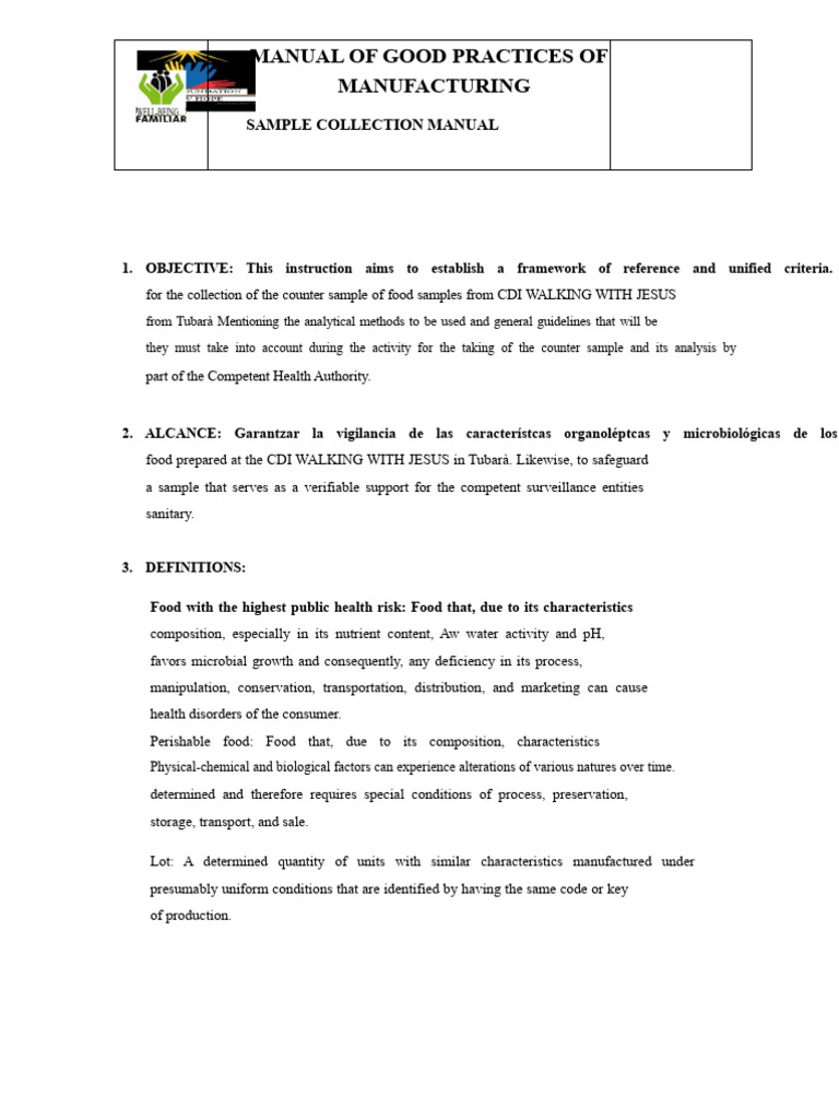 39. FOOD COUNTER-SAMPLE PROTOCOL | PDF