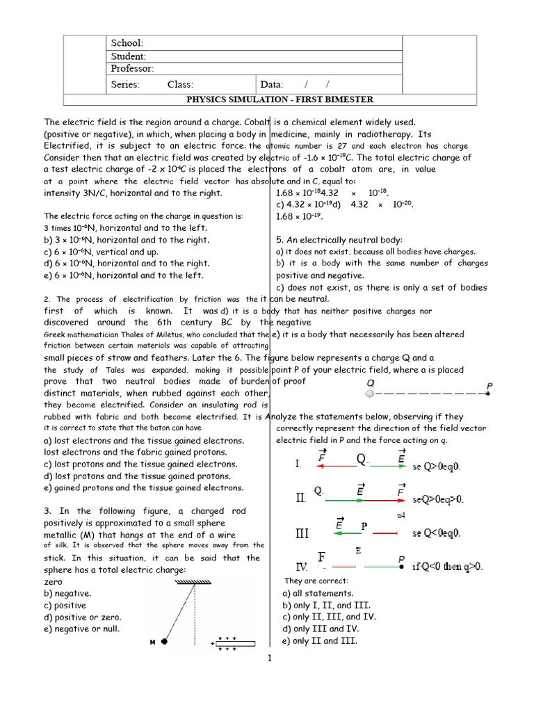 Physics Simulation: Electric Field Concepts | PDF | Electric Charge ...
