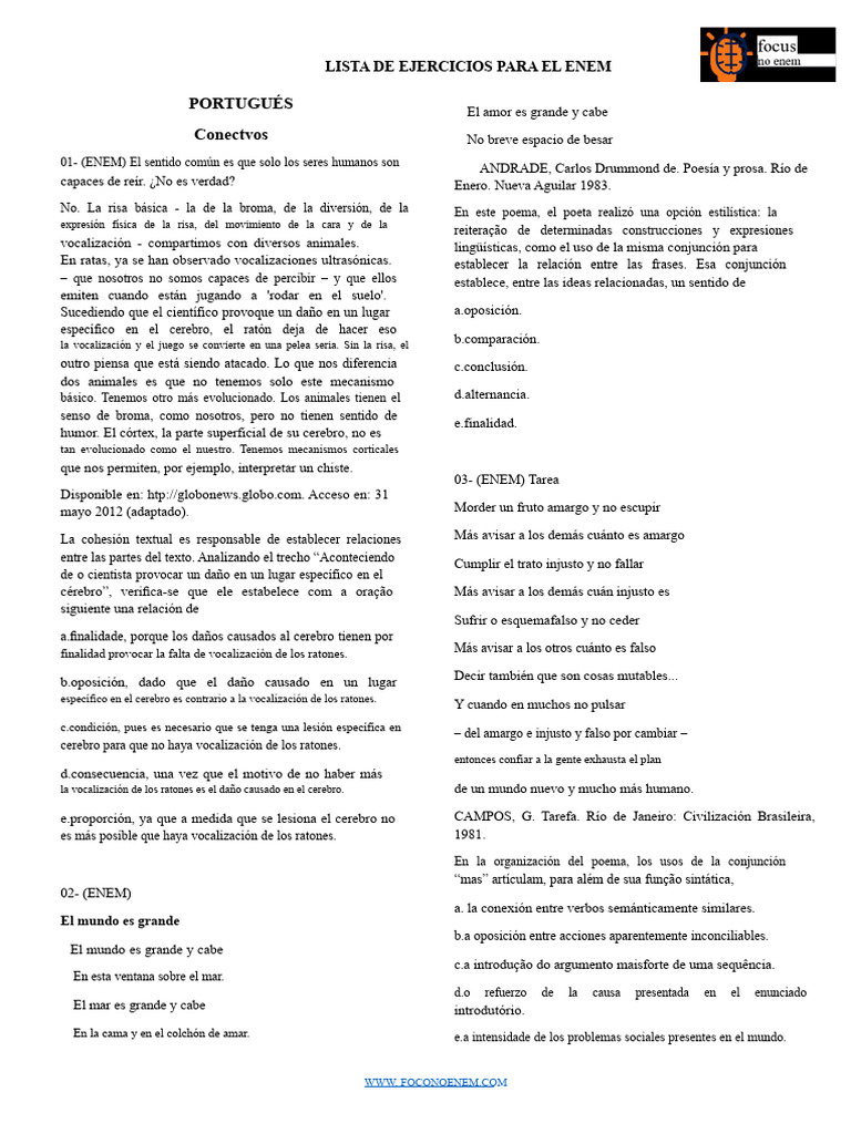 Lista de Ejercicios - Conectores | PDF | Residuos | Músculo