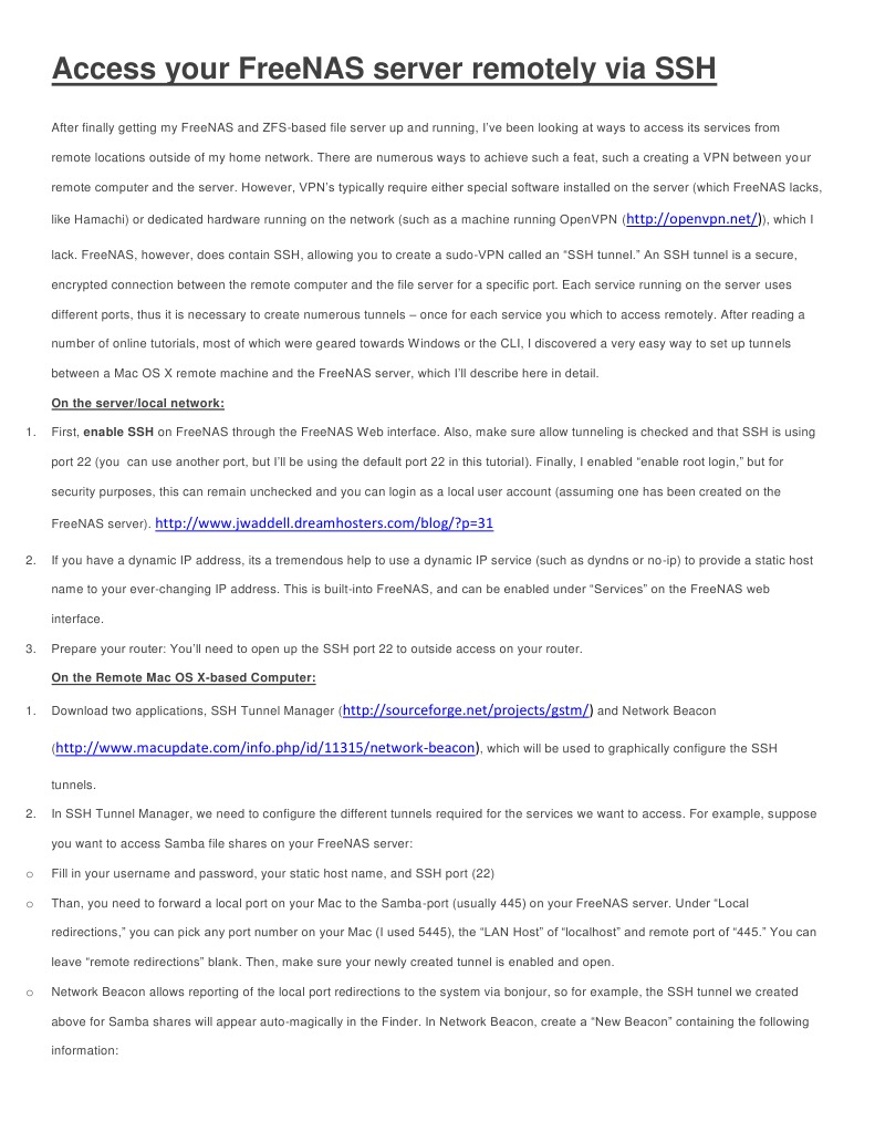 Access Your FreeNAS Server Remotely Via SSH | PDF | Secure Shell | Computer Network