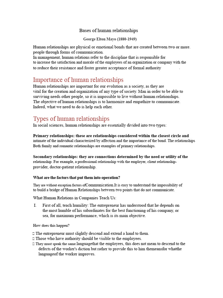 Understanding Human Relationships in Management | PDF | Interpersonal ...