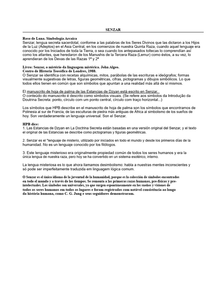 Senzar: El Lenguaje Universal Esotérico | PDF