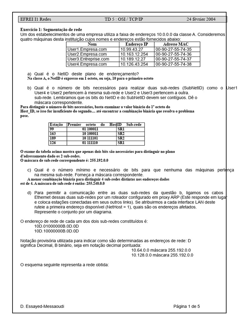 [Redes e Protocolos] OCI TCP IP - Tema + Correção | PDF | Modelo OSI ...