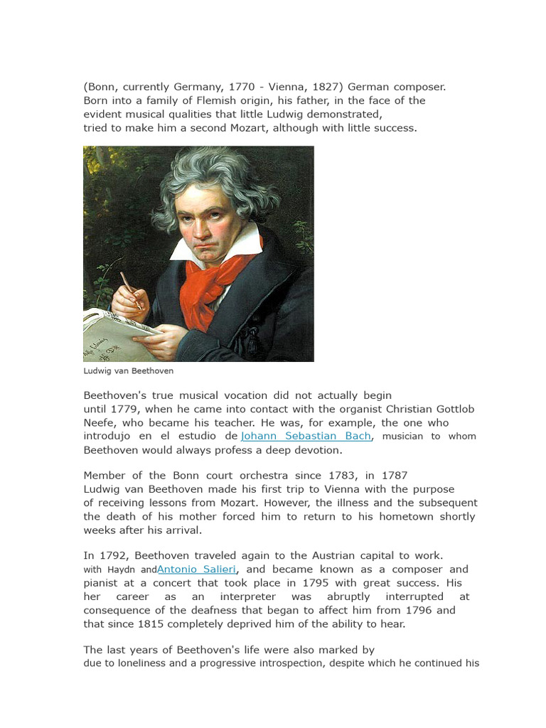 biography | PDF | Ludwig Van Beethoven | Classical Period (Music)