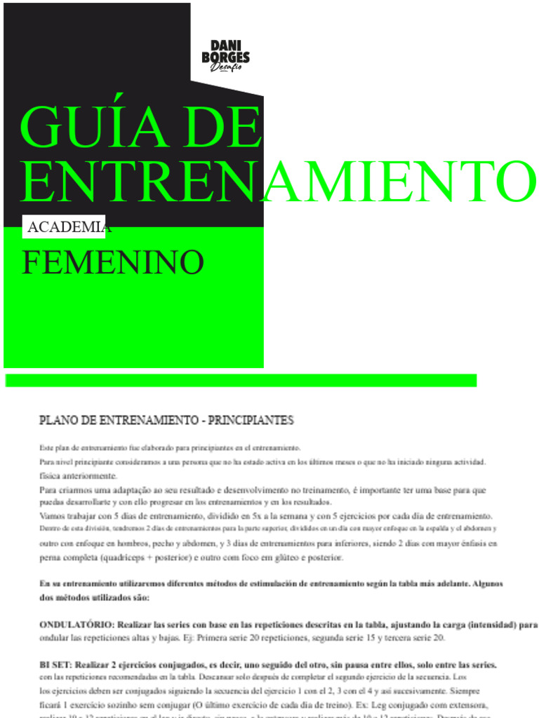 Entrenamientos en el gimnasio (Femenino) | PDF