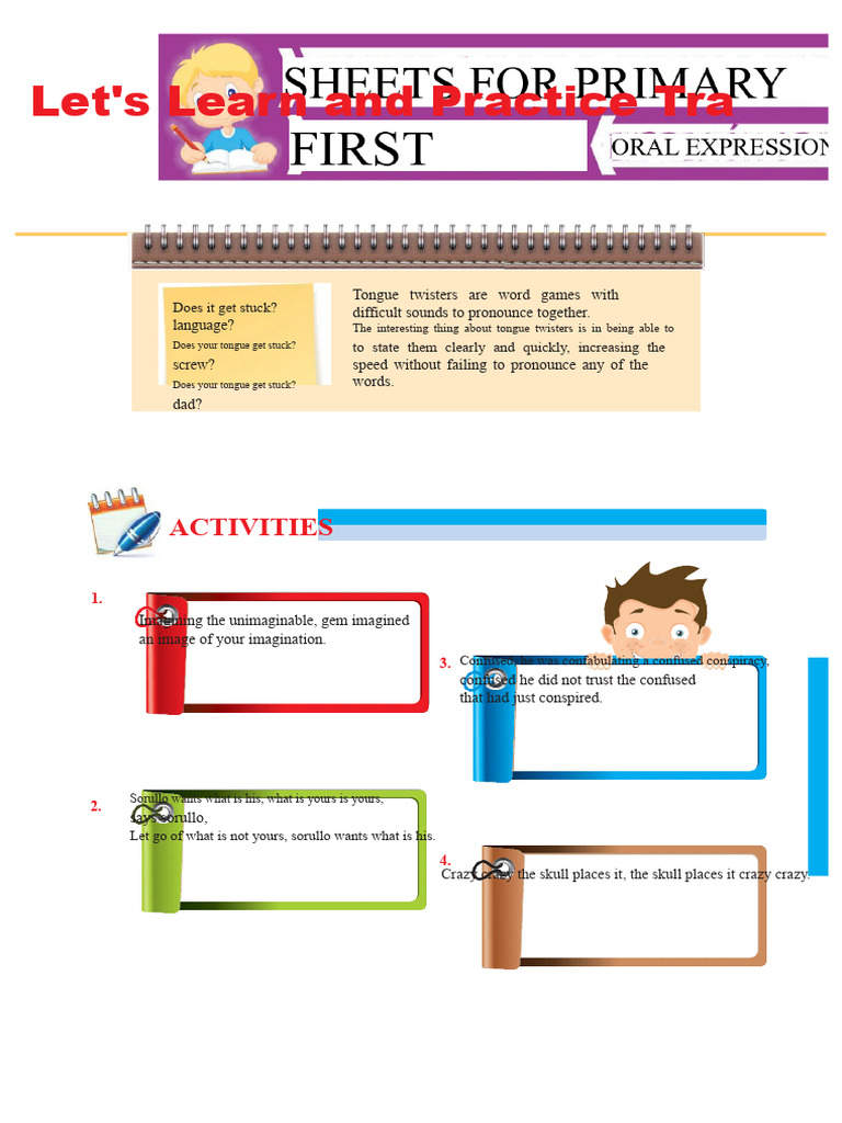 Let's Learn and Practice Tongue Twisters for First Grade in Elementary ...