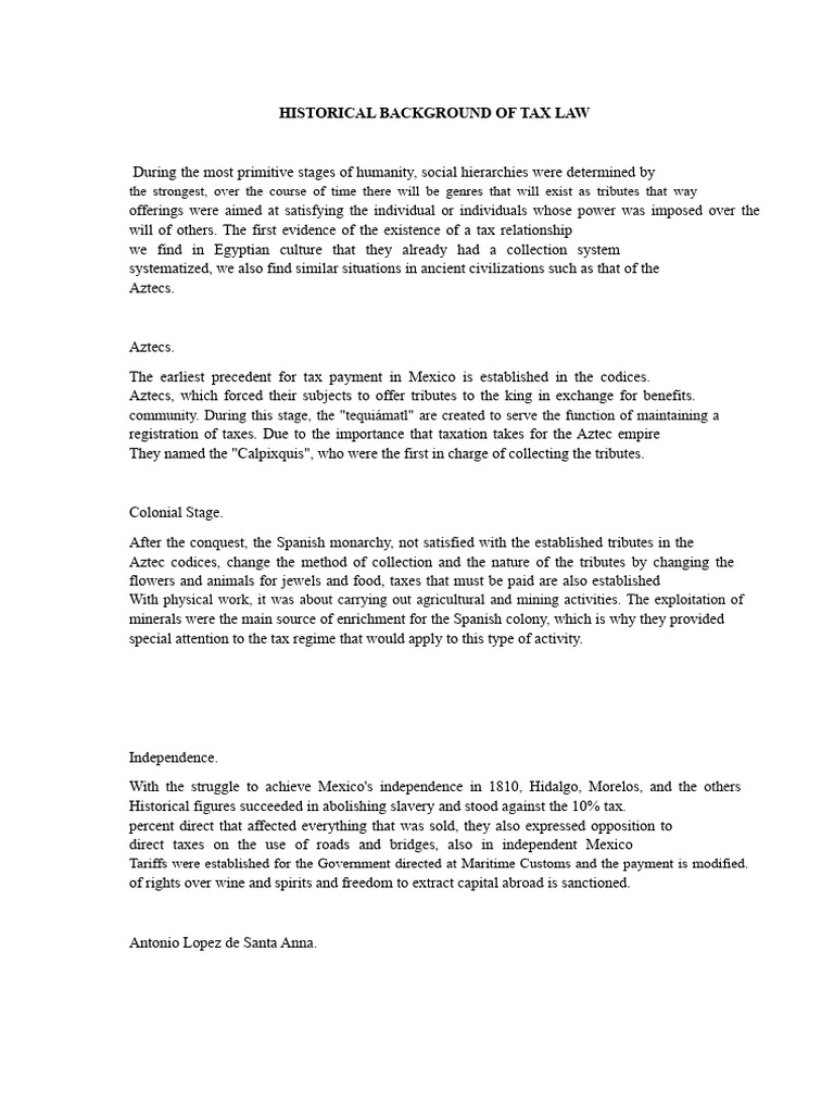 Historical Background of Tax Law | PDF | Taxes | Mexico