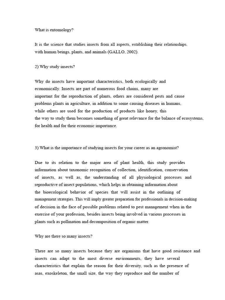 entomology activity.docx | PDF | Insects | Biology
