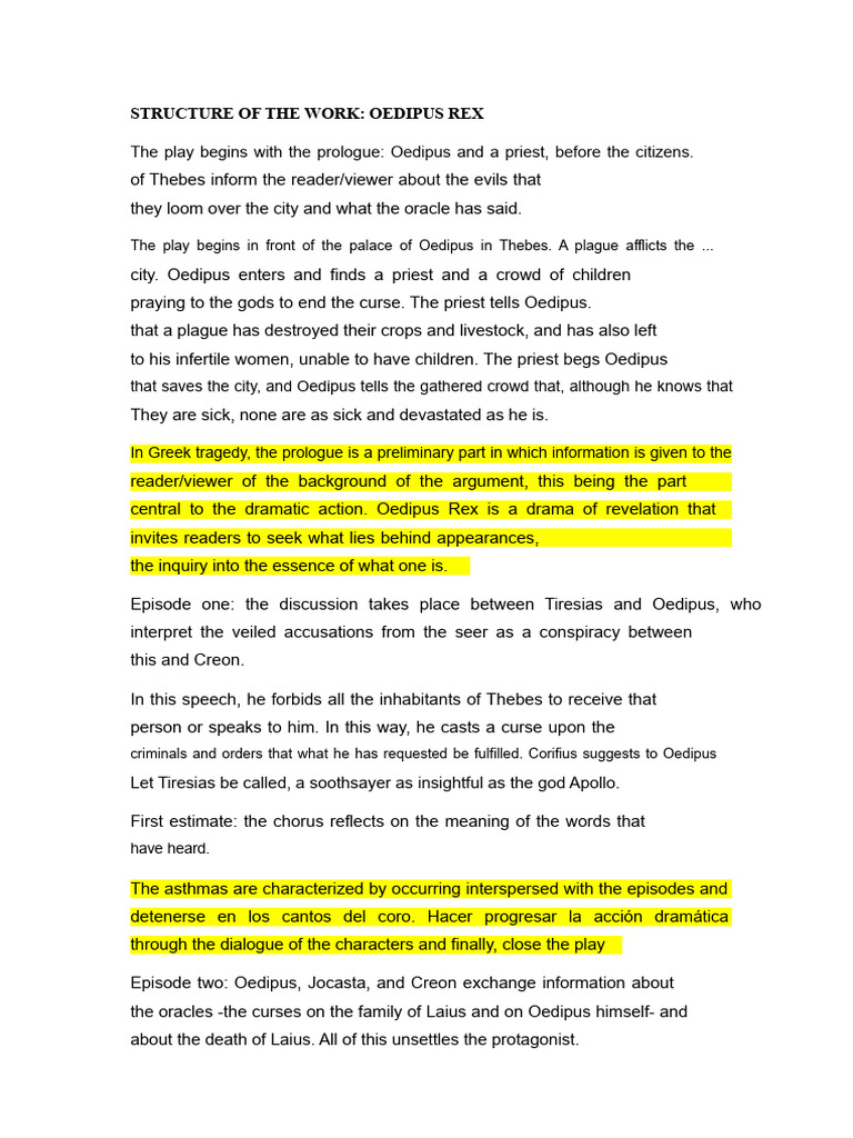 Oedipus Rex: Structure and Analysis | PDF | Oedipus | Theban Mythology