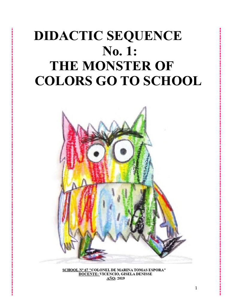 DIDACTIC SEQUENCE 1 THE COLOR MONSTER GOES TO SCHOOL (2) | PDF | Word ...