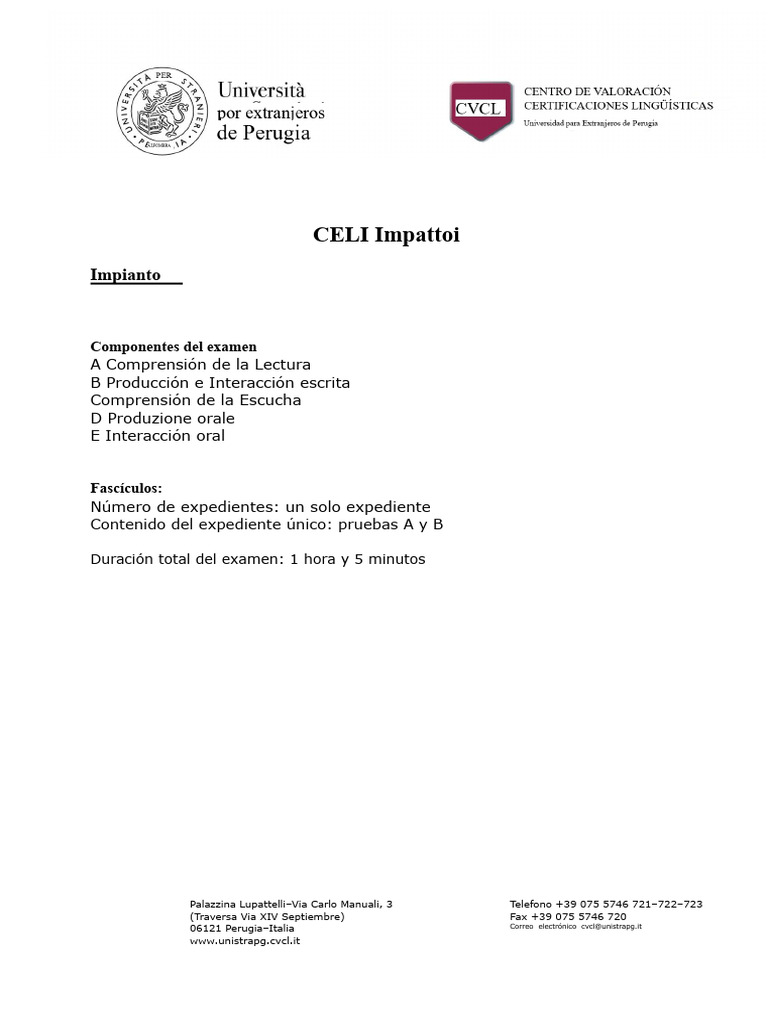 Celi i a1 Descripción Examen | PDF