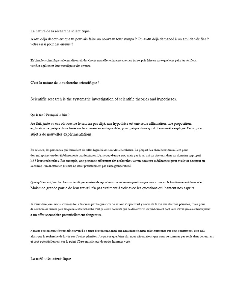 Comprendre la recherche scientifique | PDF | Méthode scientifique | Science