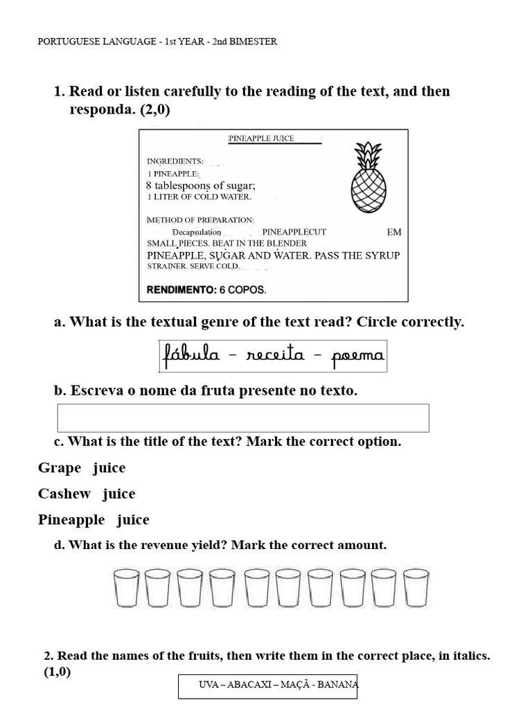Portuguese assessment (1) | PDF