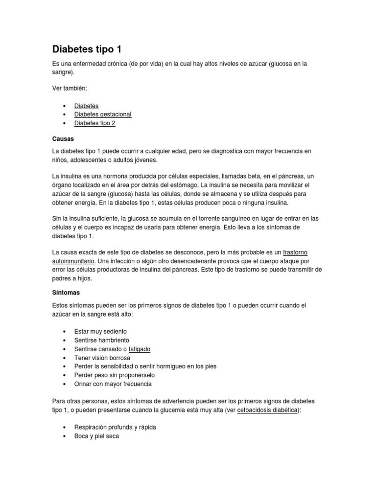 Diabetes Tipo 1 | PDF | Diabetes mellitus tipo 1 | Diabetes mellitus