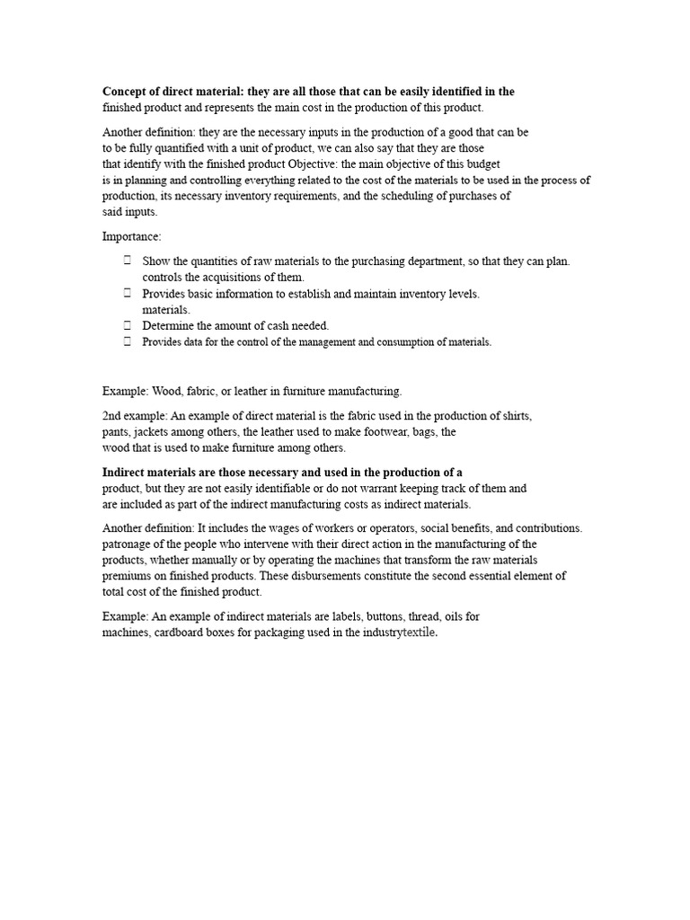 Concept of Direct Material | PDF