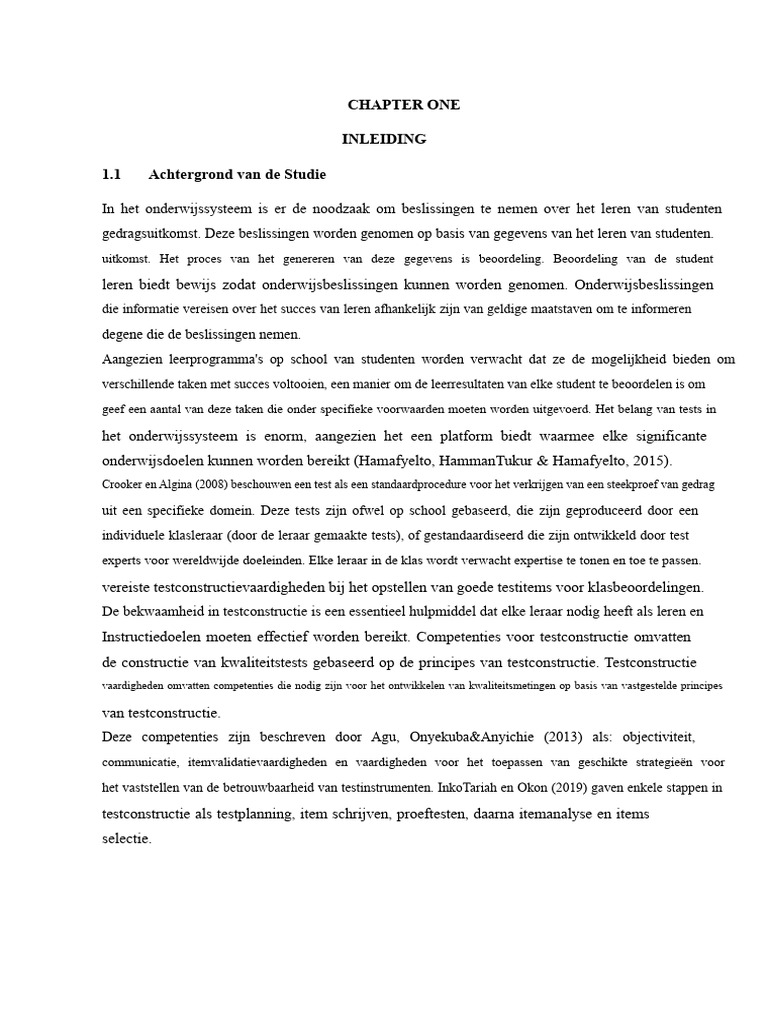 Chapter One Inleiding 1.1 Achtergrond Van de Studie | PDF