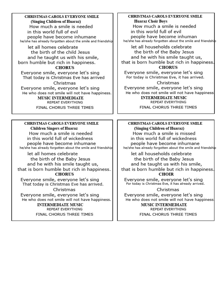 CHRISTMAS CAROL EVERYONE SMILE | PDF | Christmas | Christmas Carols