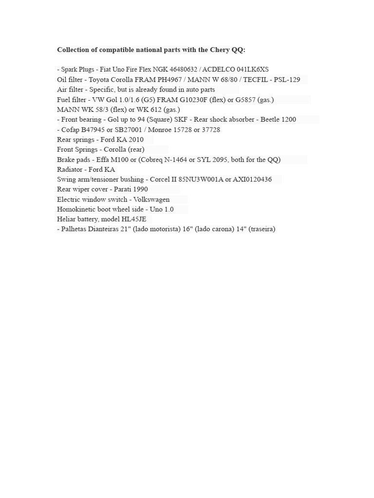 Compatible National Parts QQ | PDF