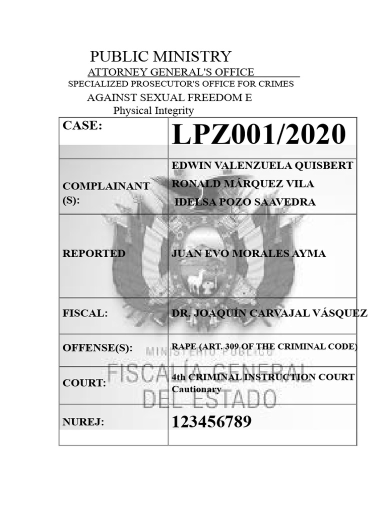 PROSECUTION 3A Documents Hearing of precautionary measures PDF | PDF ...