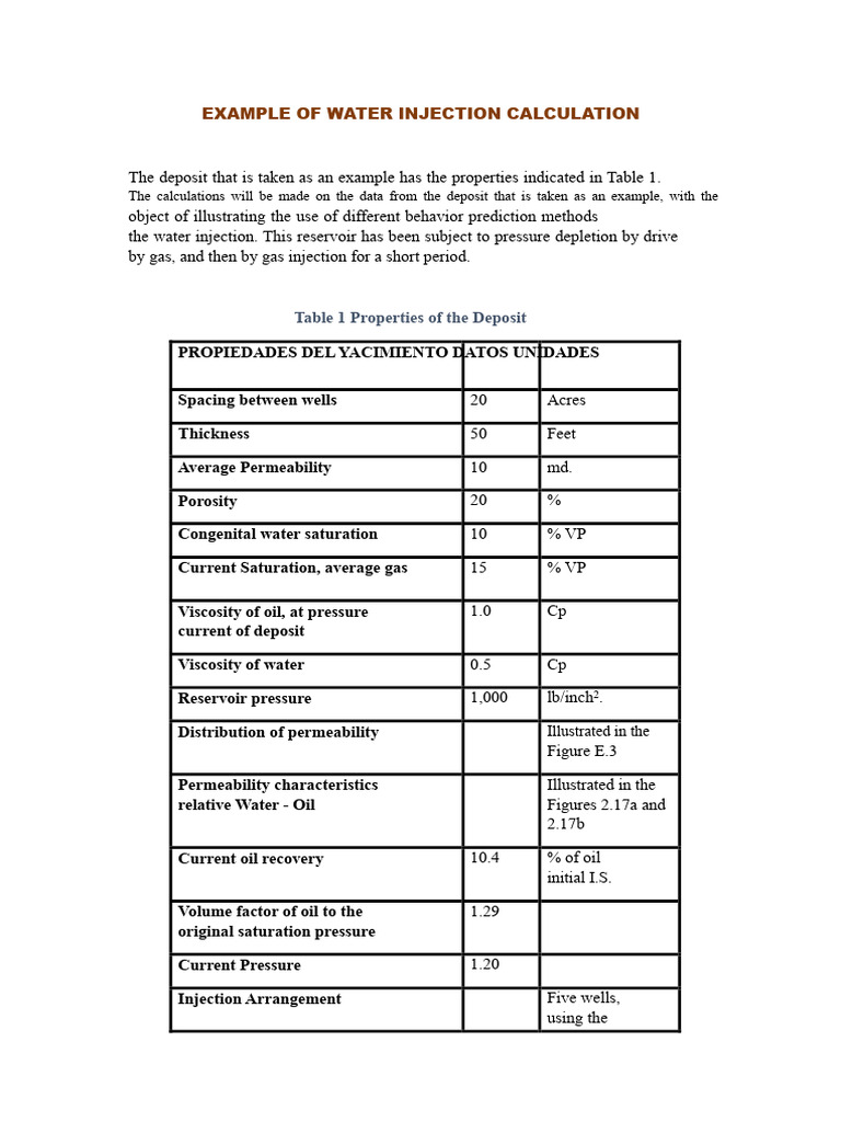 Example of Water Injection Calculation 111111 | PDF | Petroleum ...