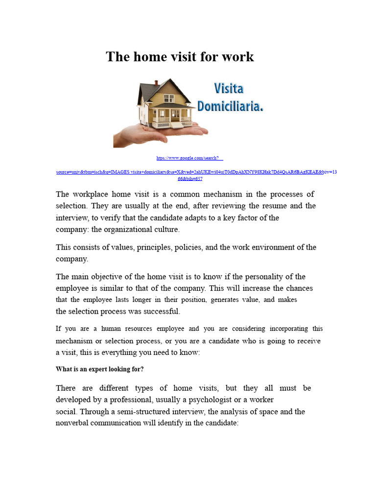 Home Visit Guide for Job Candidates | PDF | Recruitment | Psychology