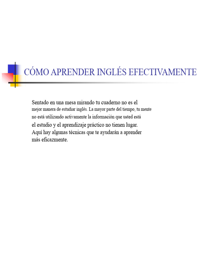 Cómo aprender inglés de manera efectiva | PDF | Aprendizaje | Idioma en Inglés