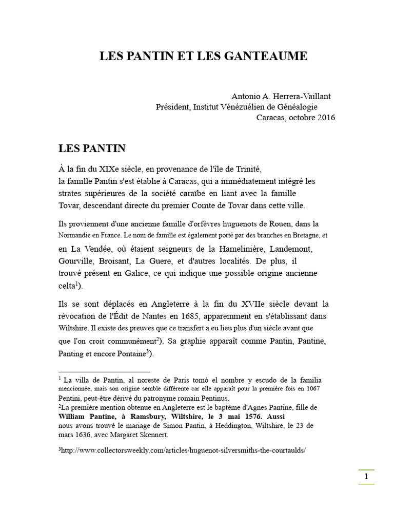 Histoire et généalogie des Pantin | PDF | Londres