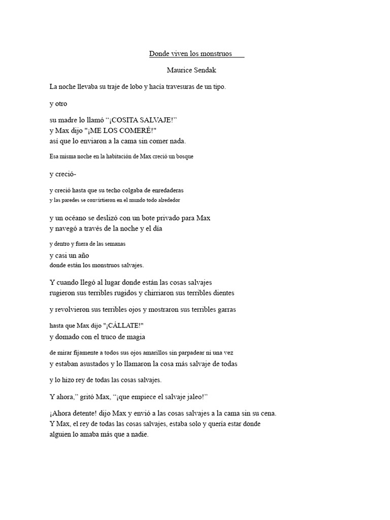Donde Viven los Monstruos: Resumen | PDF