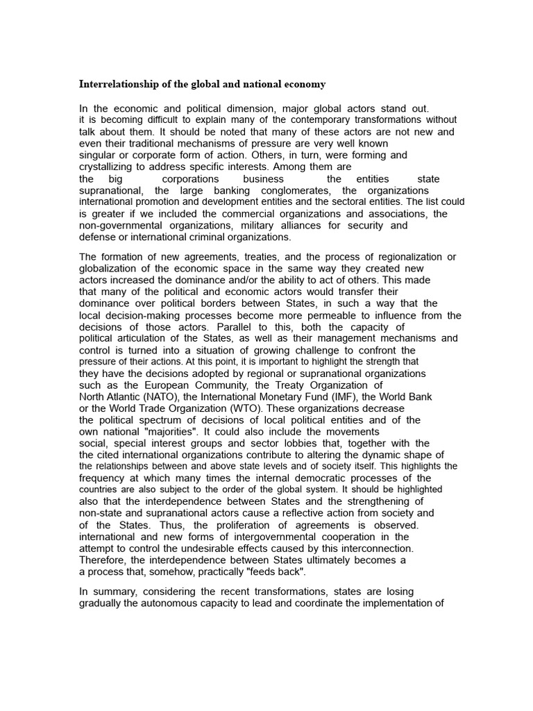 Global-National Economic Interrelationships | PDF | Trade | Interest