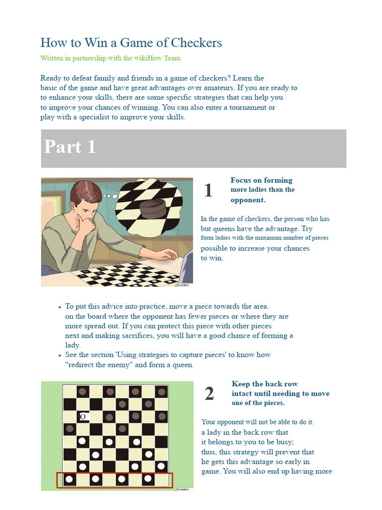 How To Win A Game of Checkers | PDF