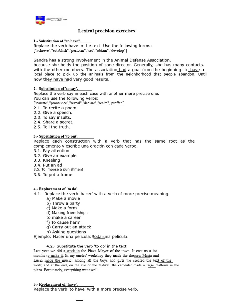 Lexical precision exercises | PDF | Linguistics