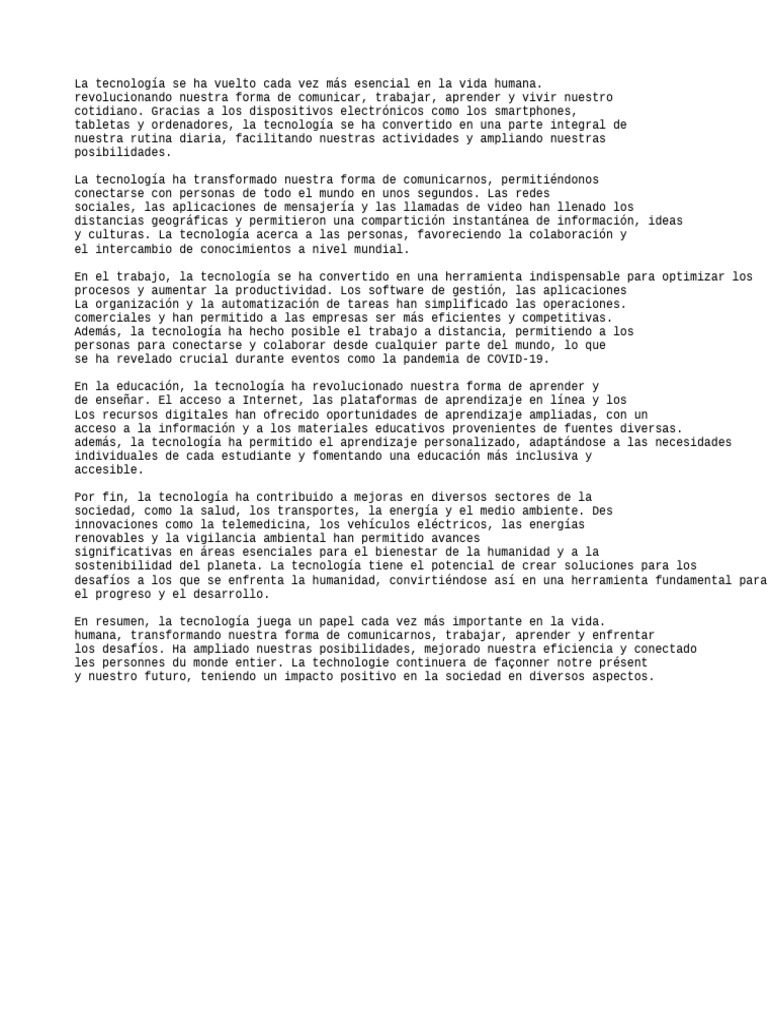 Importancia de La Tecnología en La Vida Humana | PDF | Aprendizaje