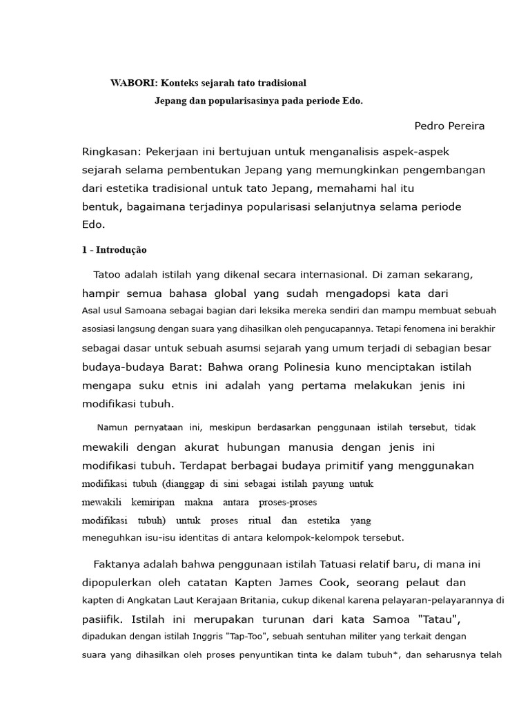 Sejarah Tato Tradisional Jepang Edo | PDF