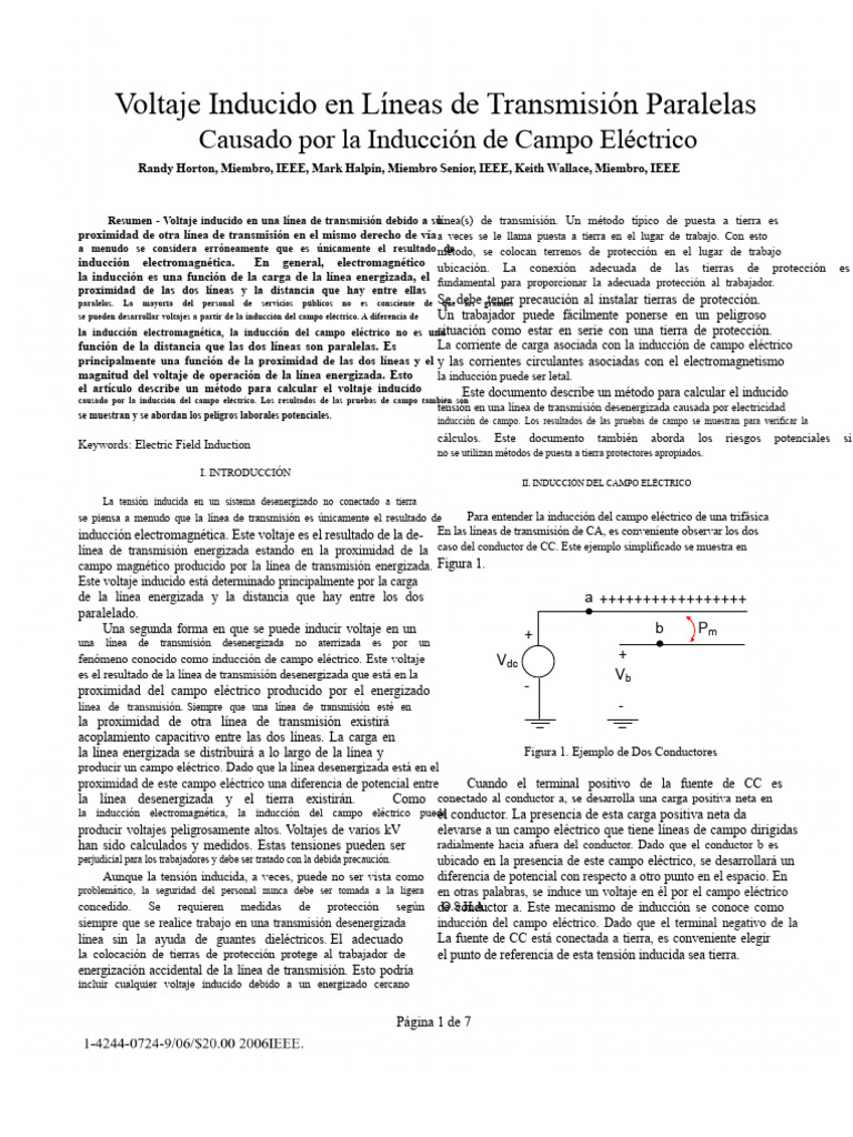 Voltaje Inducido en Líneas de Transmisión PDF | PDF | voltaje ...