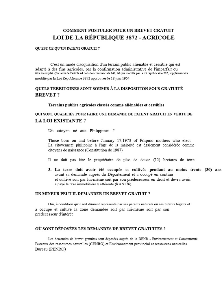 Guide pour demander un brevet gratuit | PDF | Brevet | Dépôt de brevet