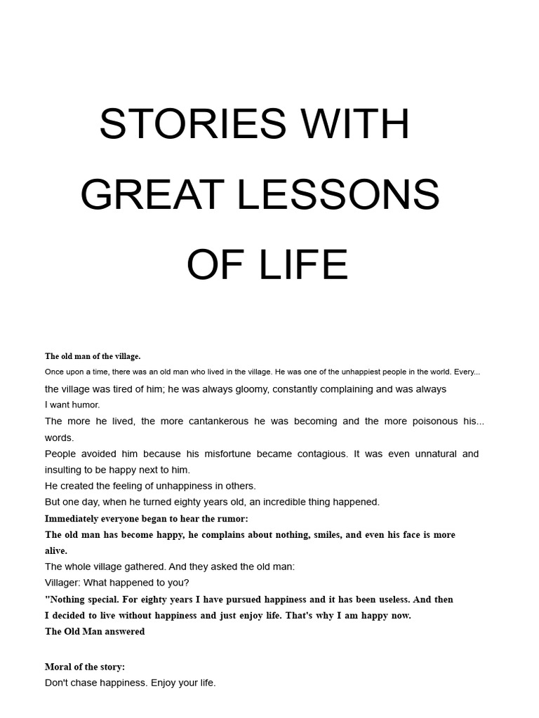 Stories With Great Life Lessons | PDF