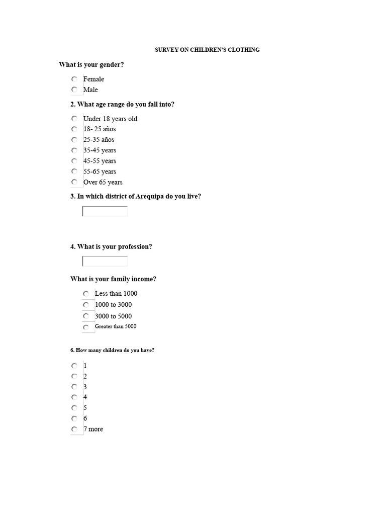 Children's Clothing Survey Insights | PDF | Shoe | Clothing