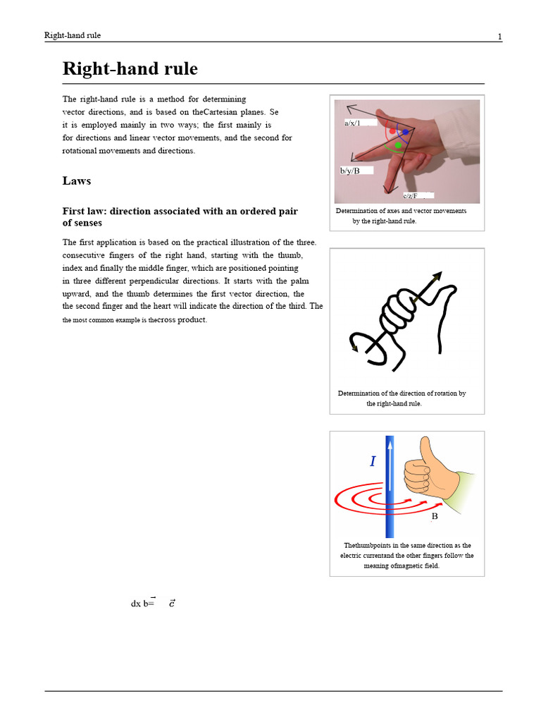 right-hand rule | PDF | Rotation | Geometry