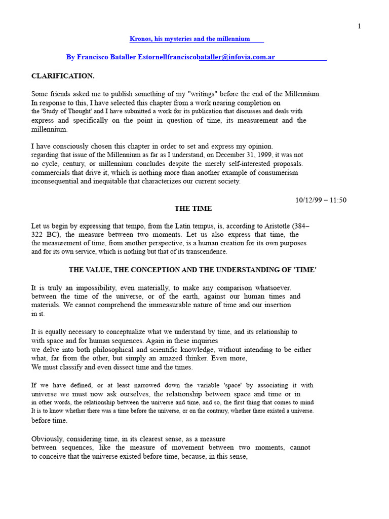 Kronos, His Mysteries and the Millennium | PDF | Zodiac | Time