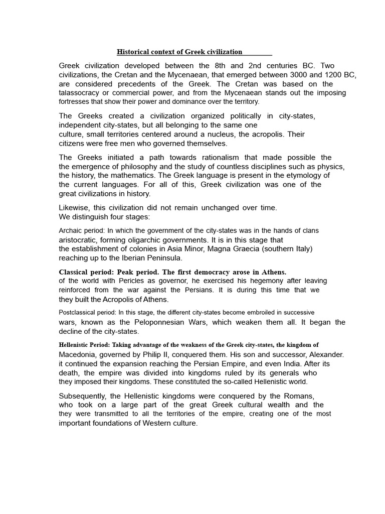 Historical Context of Greece and Rome | PDF | Greeks | Ancient Greece
