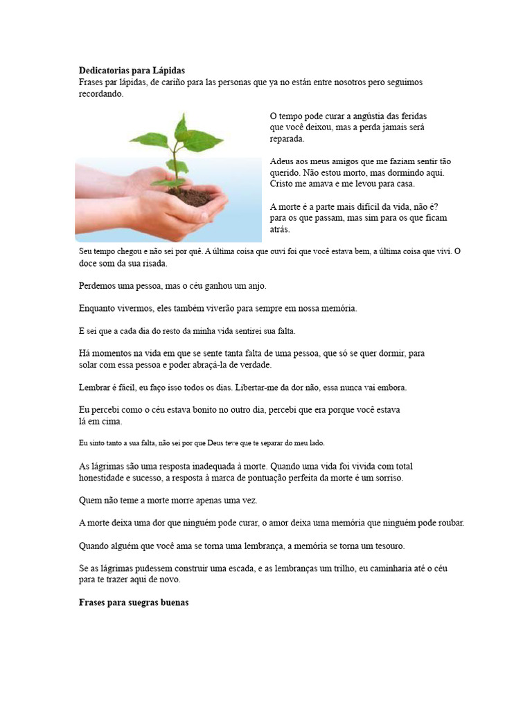 Dedicatórias para Lápides | PDF | Amor | Jesus