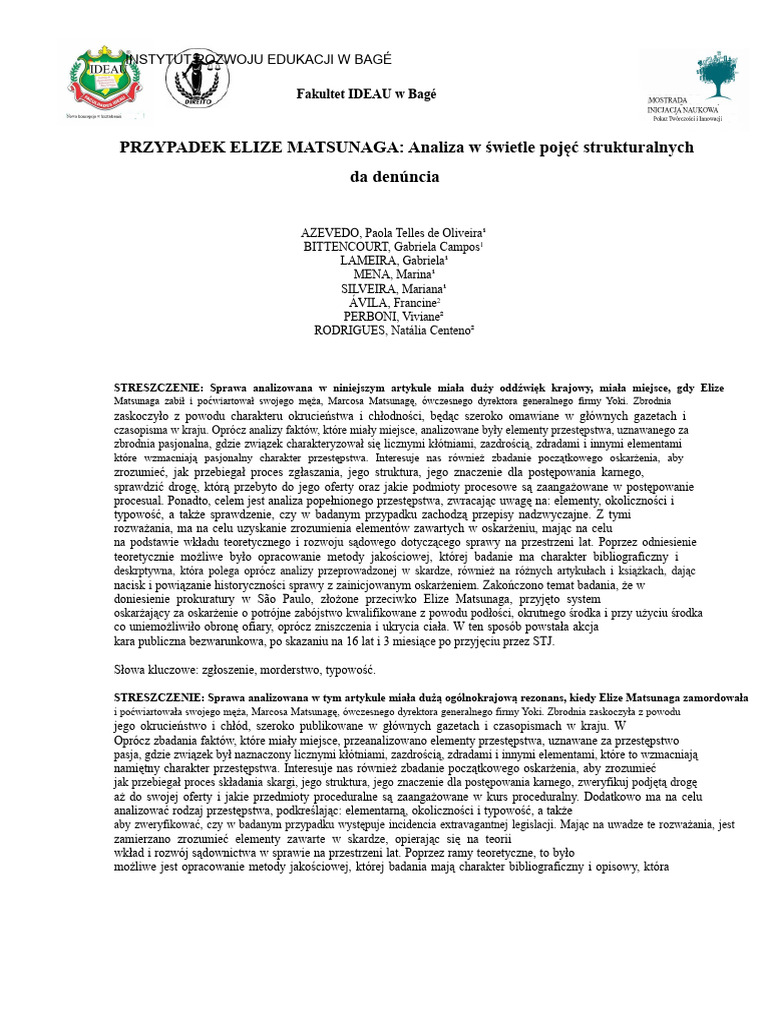 SPRAWY ELIZE MATSUNAGA DO DOSTARCZENIA PO PREZENTACJI | PDF