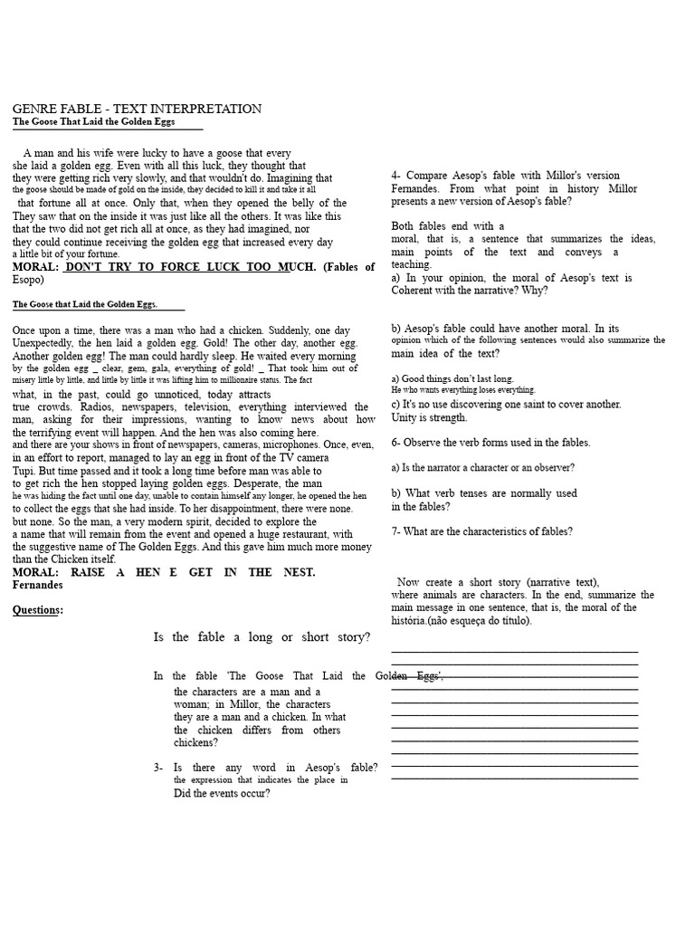 The Goose That Laid the Golden Eggs | PDF