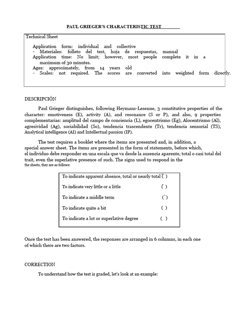 Characterological Test Manual | PDF | Psychology