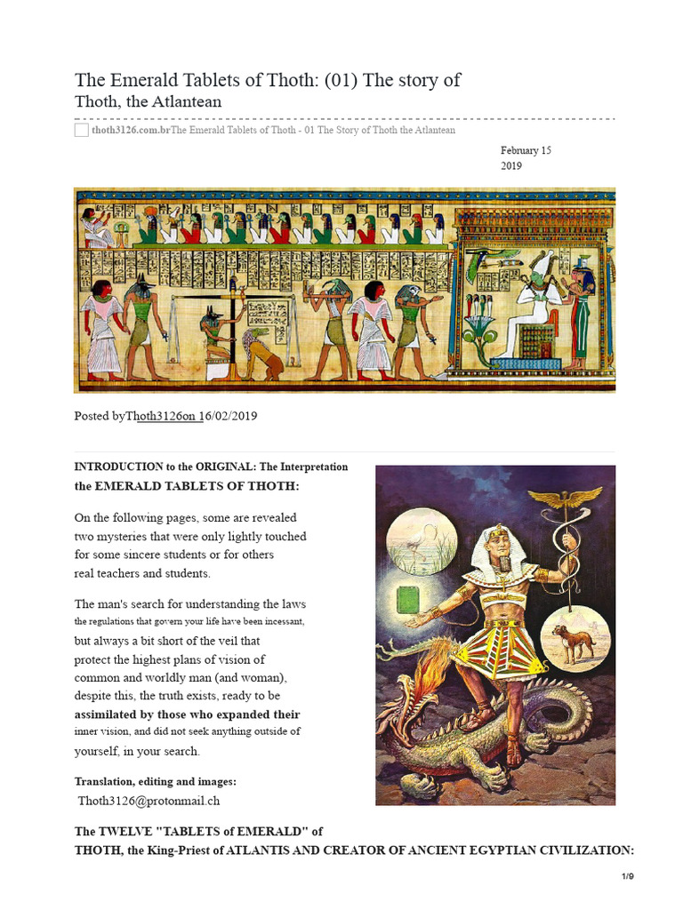 The Emerald Tablets of Thoth 01 The Story of Thoth The Atlantean | PDF ...