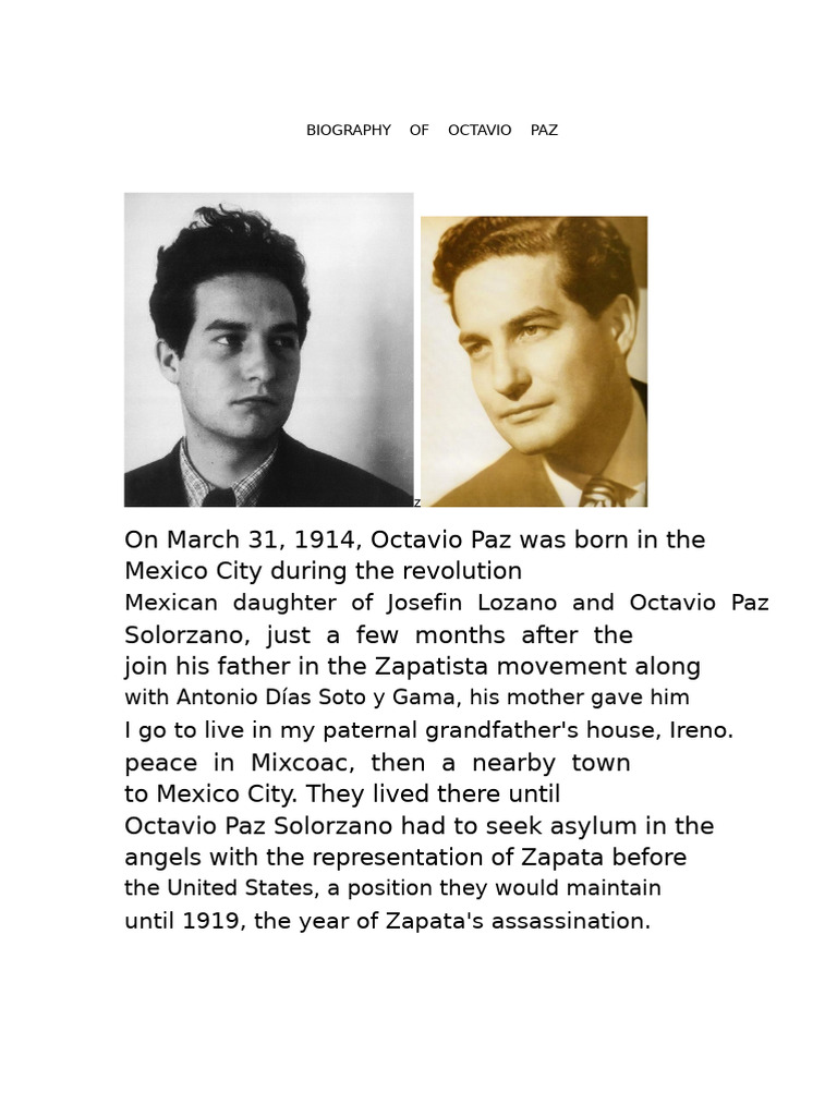 Biography of Octavio Paz | PDF