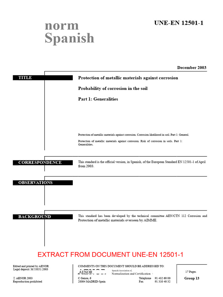 (EX)UNE-EN_12501-1=2003 | PDF | Corrosion | Metals