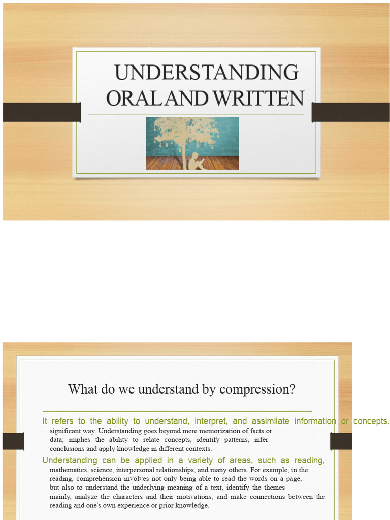 Oral and Written Comprehension Guide | PDF | Reading Comprehension ...